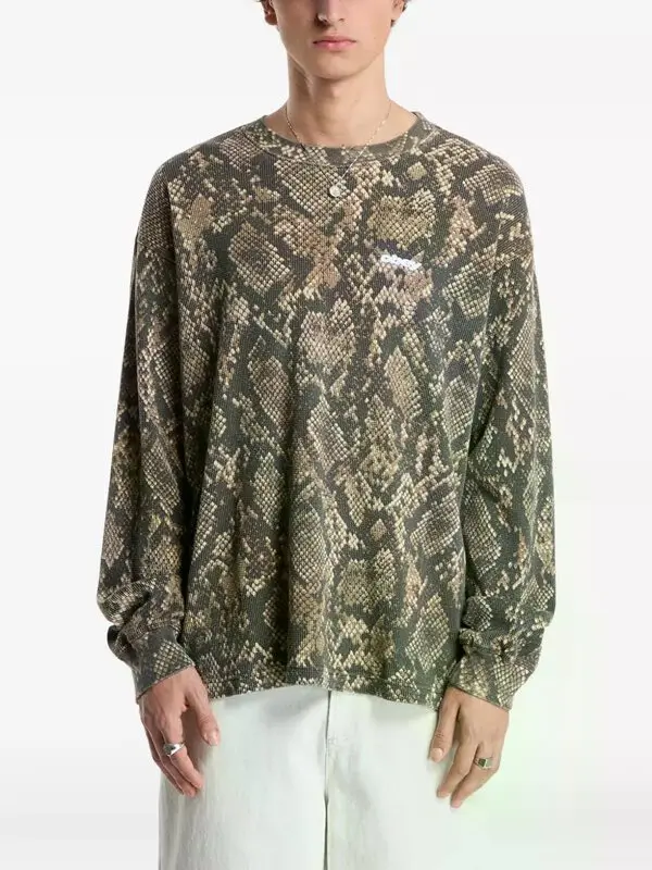 Obey Snakeskin-print Waffle-knit T-shirt