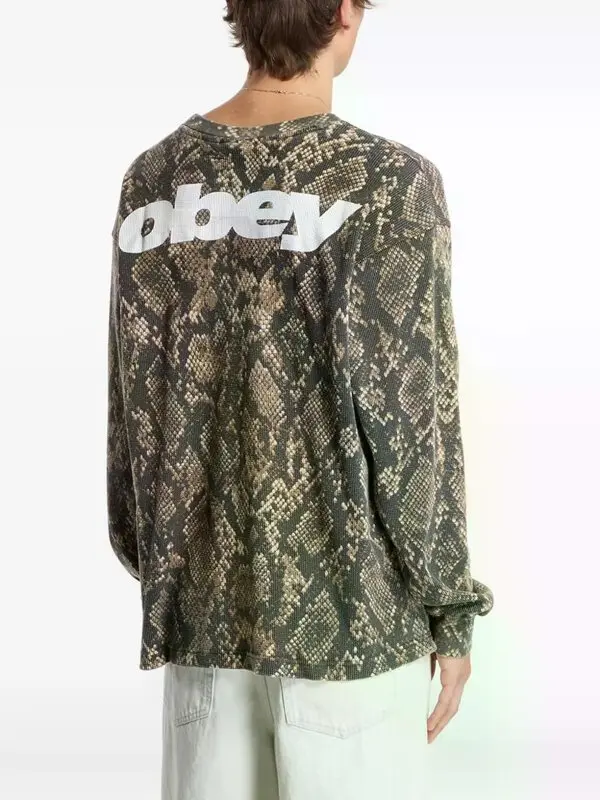 Obey Snakeskin-print Waffle-knit T-shirt