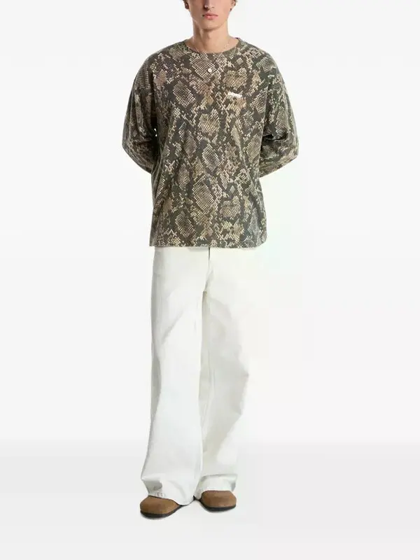 Obey Snakeskin-print Waffle-knit T-shirt - Brown