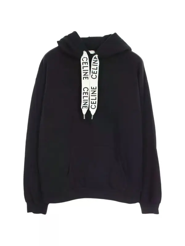 Celine 2010s Logo Drawstring Hoodie - Black