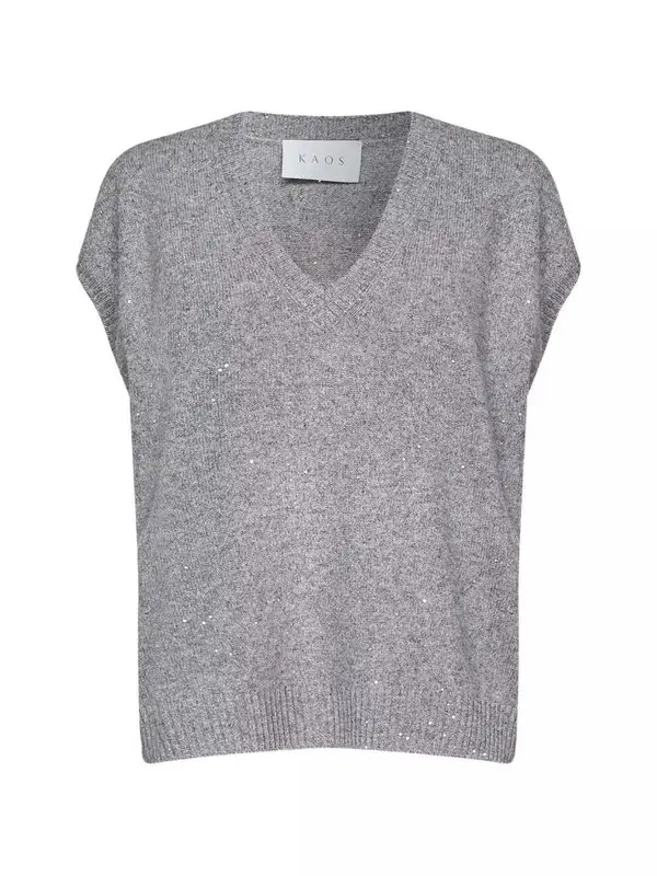 KAOS Sequin-embellished V-neck Sweater