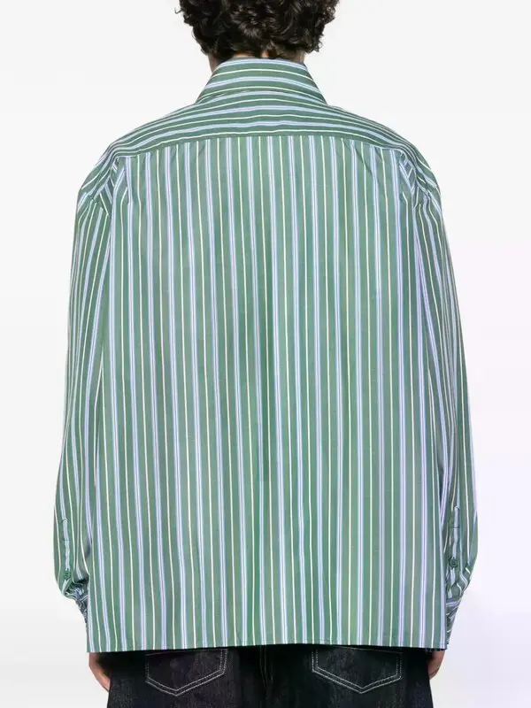CHARLES JEFFREY Stripe-print Knitted-pocket Shirt