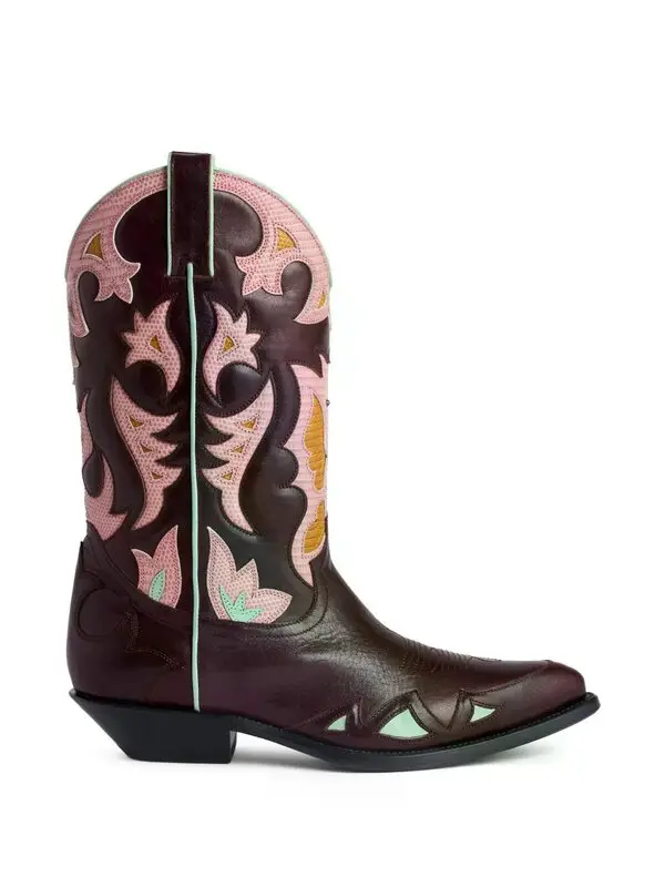 Rabanne Crackled Leather Santiag Boots
