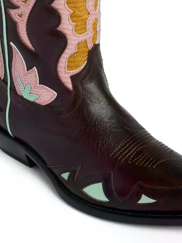 Rabanne Crackled Leather Santiag Boots