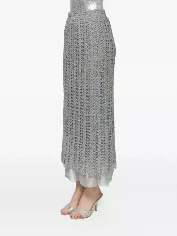 ATU BODY COUTURE Crochet-knit Metallic-effect Maxi Skirt