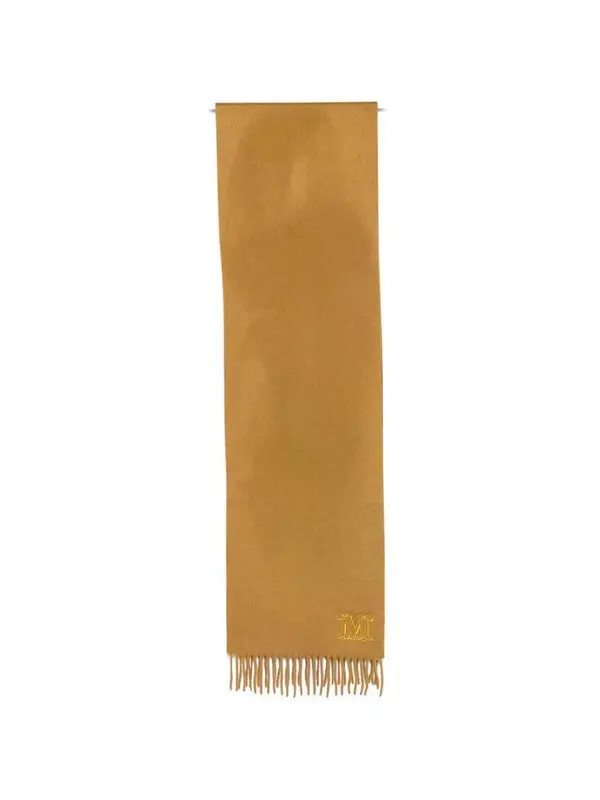 Max Mara Logo-embroidered Fringed Scarf - Brown