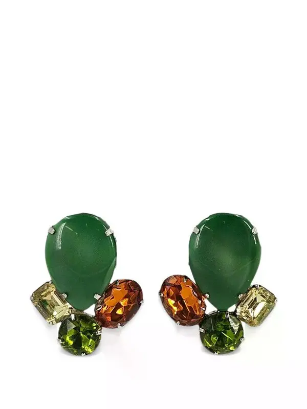 MADISON 1980s Cabochon Rhinestone Clip-on Earrings