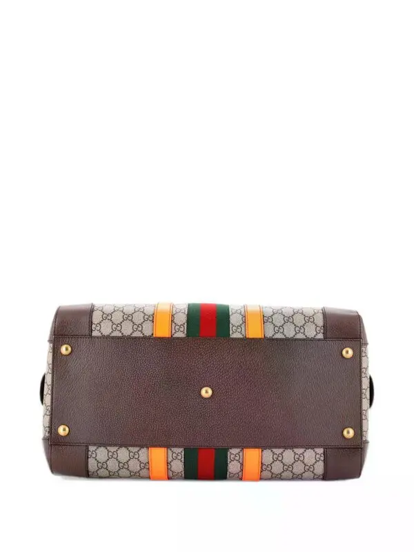 Gucci Savoy Web Convertible Duffle Bag Gg Coated Canvas Medium Travel Bag