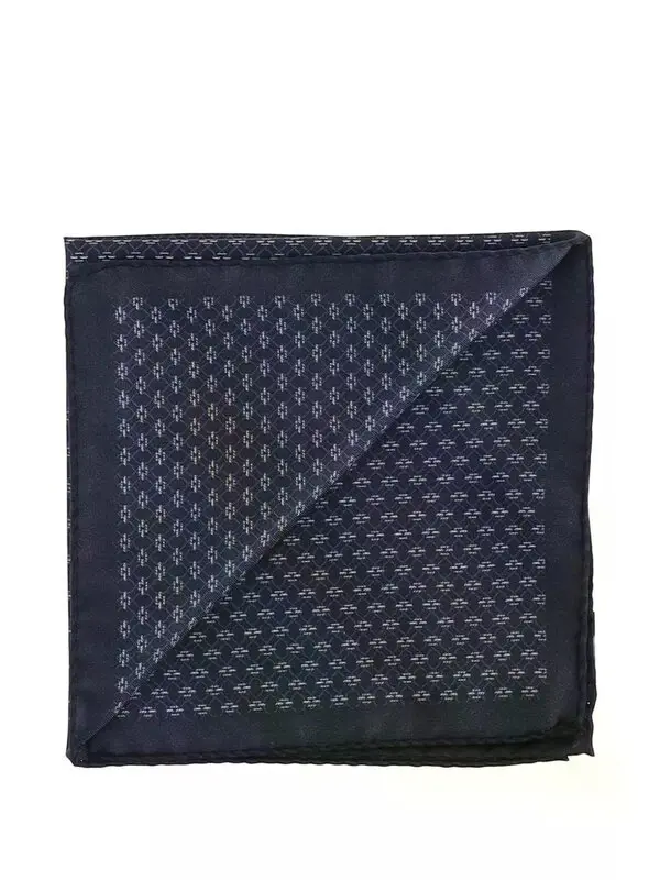 BOSS One Silk Pocket Square With Printed Pattern - Blue