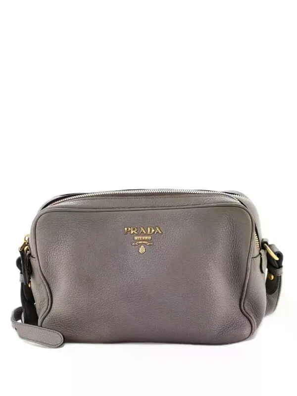 Prada Double Zip Camera Bag Vitello Daino Crossbody Bag - Grey