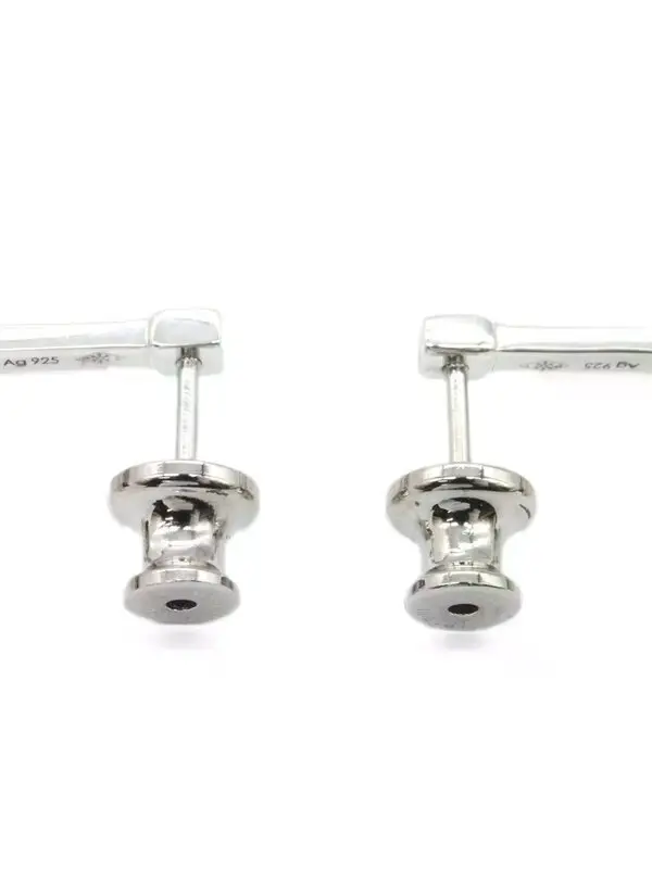 Hermès 2010s Buffalo Horn Drop Earrings - Silver