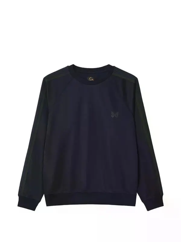 Needles Butterfly-embroidered Side-stripe Sweatshirt - Blue