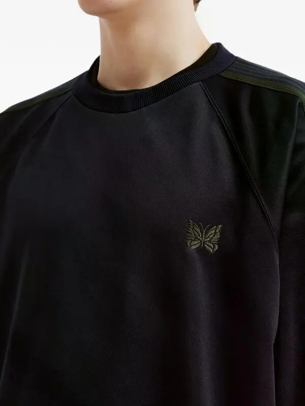 Needles Butterfly-embroidered Side-stripe Sweatshirt