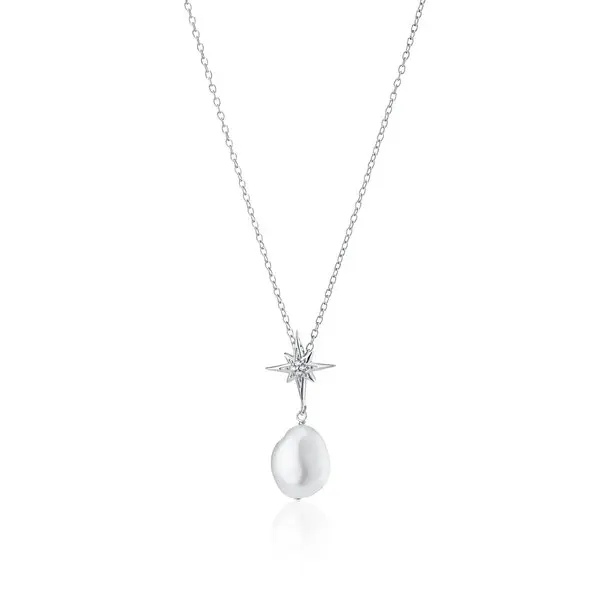 SCREAM PRETTY Sparkling Star & Pearl Necklace - Silver
