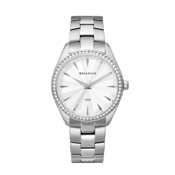 MAXUM Sydney Crystal Bezel Watch - Silver