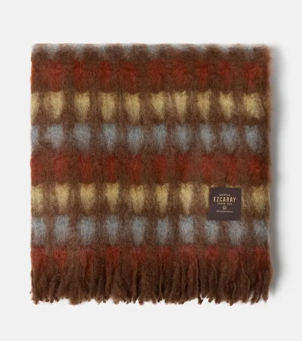 MANTAS EZCARAY Mia Fringed Wool And Mohair Throw - Brown