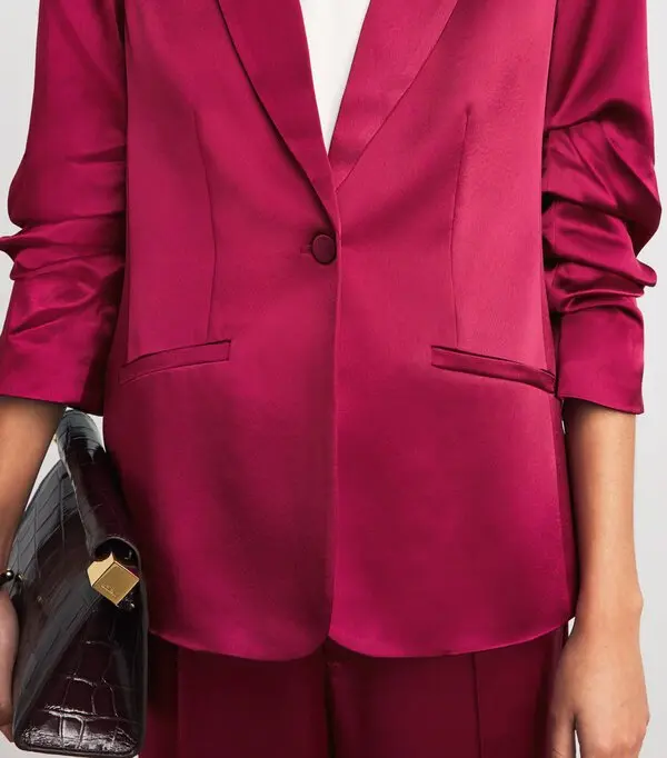 Cinq À Sept Satin Ruched Kylie Blazer