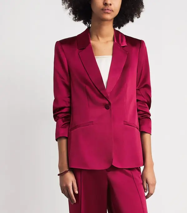 Cinq À Sept Satin Ruched Kylie Blazer