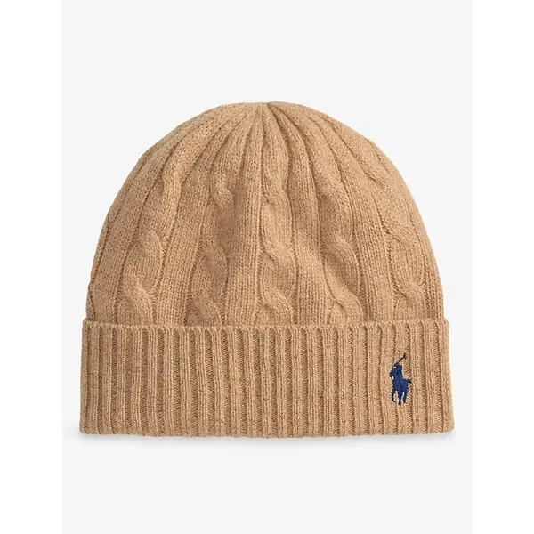 Polo Ralph Lauren Logo-embroidered Knitted Beanie Hat - Camel