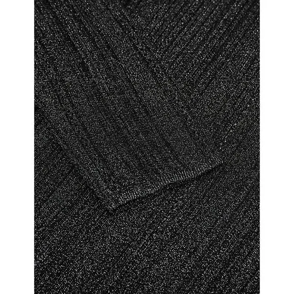 REISS Sutton Metallic Roll-neck Knitted Top - Navy