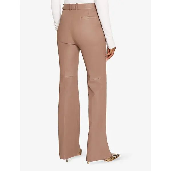 JOSEPH Tafira Falred-leg Mid-rise Leather Trousers