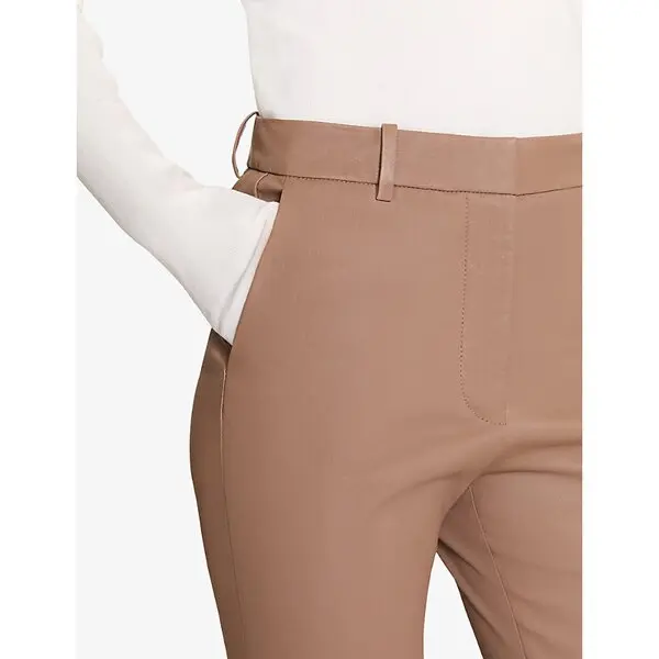 JOSEPH Tafira Falred-leg Mid-rise Leather Trousers