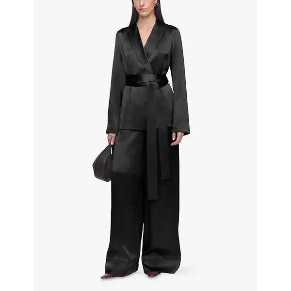 JOSEPH Archer Peak-lapel Silk-satin Jacket