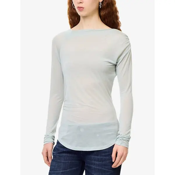 PEACHY DEN Emma Semi-sheer Jersey Top