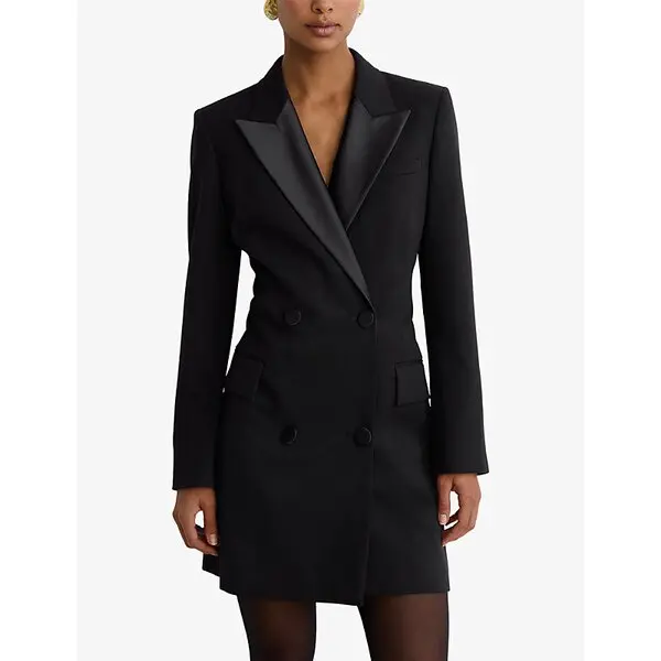 REISS Annika Double-breasted Stretch-woven Mini Dress