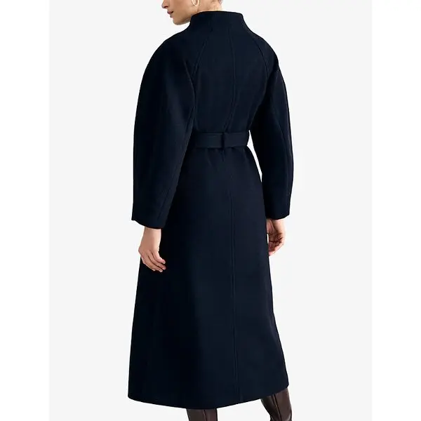 PHASE EIGHT Mollie Funnel-neck Long Wool-blend Coat