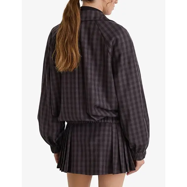 REISS Carla Gingham-check Wool Bomber Jacket