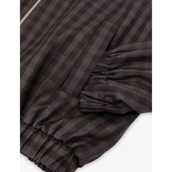 REISS Carla Gingham-check Wool Bomber Jacket