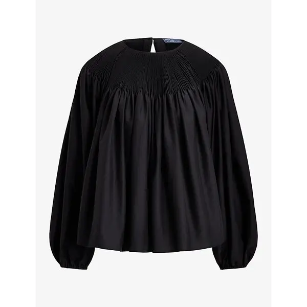 Polo Ralph Lauren Pleated Oversized Silk-cotton Blend Blouse