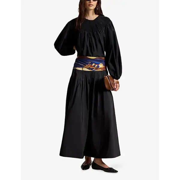 Polo Ralph Lauren Pleated Oversized Silk-cotton Blend Blouse