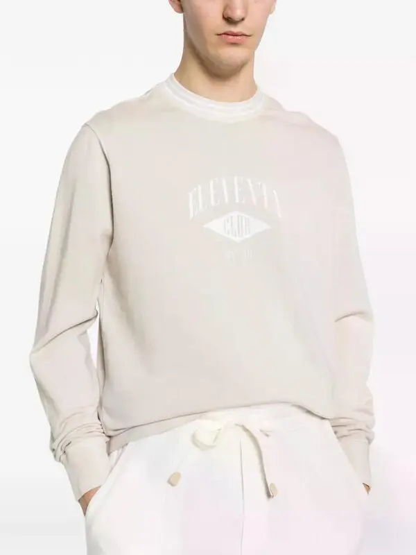 Eleventy Logo-print Crew-neck Sweatshirt
