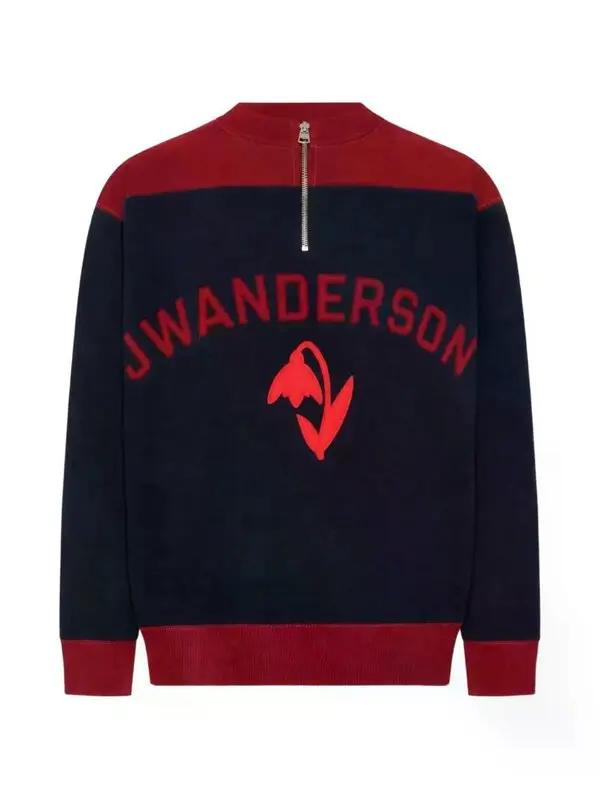 JW Anderson Logo-appliqué Half-zip Sweater - Blue
