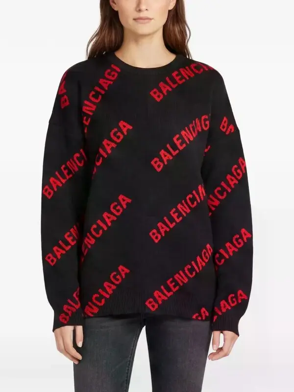 Balenciaga Logo-intarsia Knit Sweater