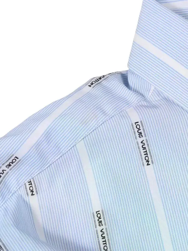 LOUIS VUITTON 2010s Logo-embroidered Striped Shirt