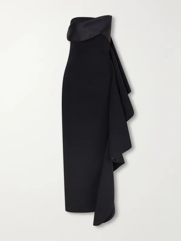 Solace London Andress Strapless Ruffled Crepe Bustier Gown - Black