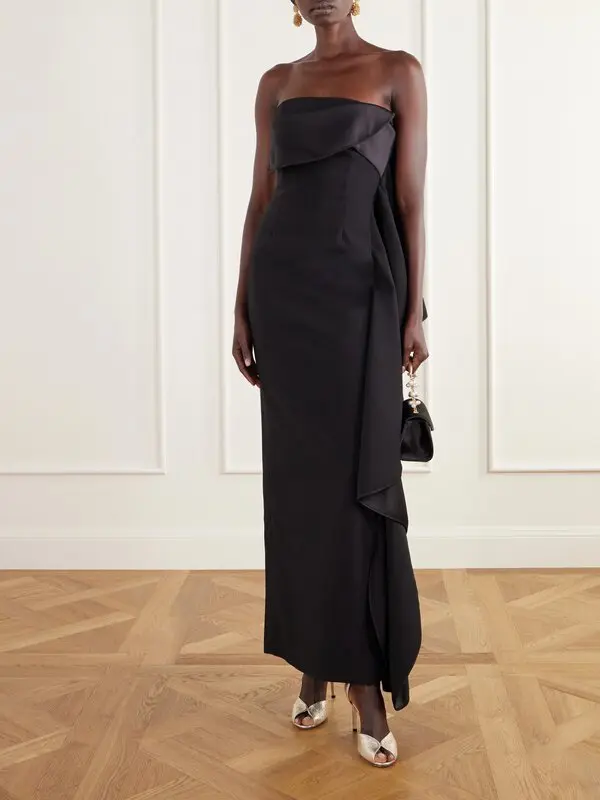 Solace London Andress Strapless Ruffled Crepe Bustier Gown