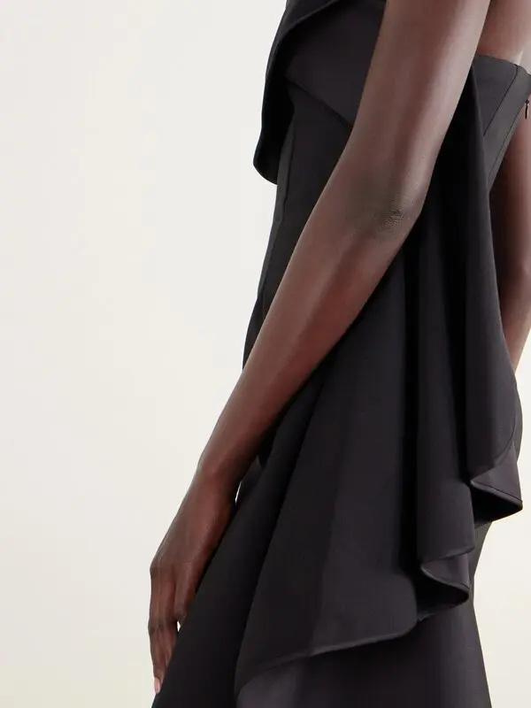 Solace London Andress Strapless Ruffled Crepe Bustier Gown
