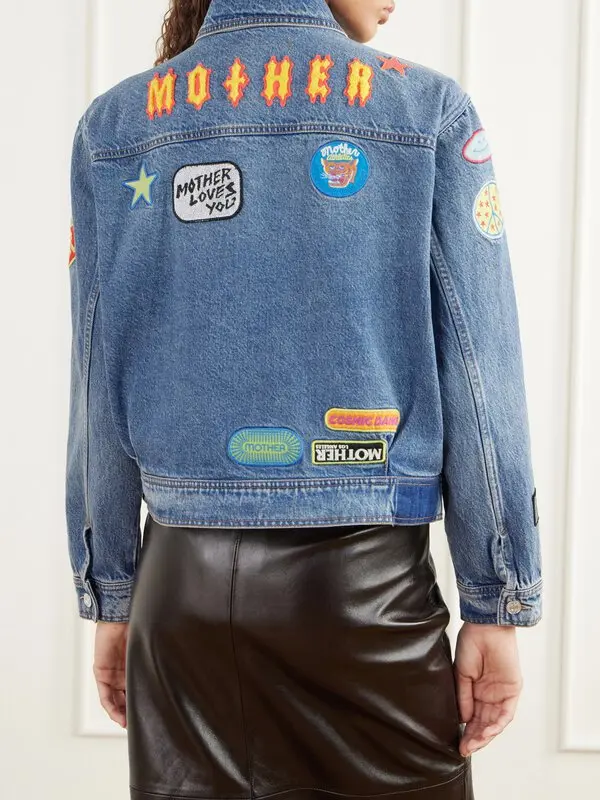 MOTHER The Duo Appliquéd Denim Jacket