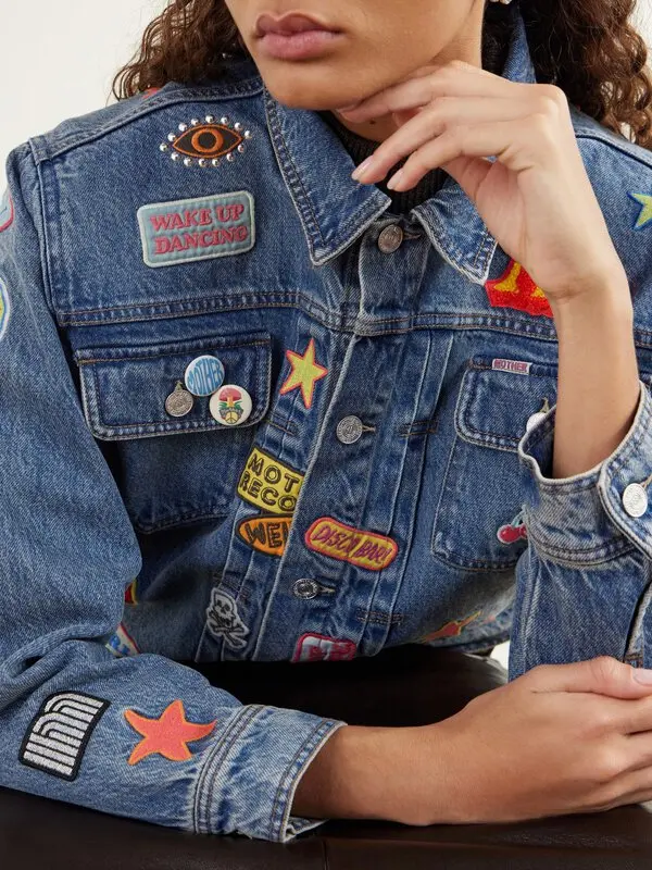 MOTHER The Duo Appliquéd Denim Jacket