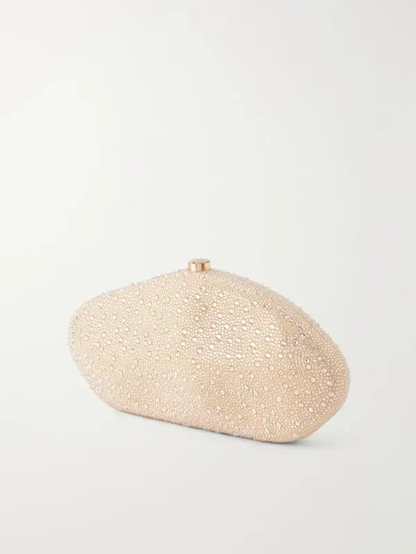 Cult Gaia Caldera Crystal-embellished Suede Clutch