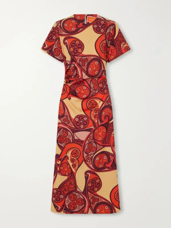 La DoubleJ Lela Printed Stretch Wool-blend Jersey Midi Dress