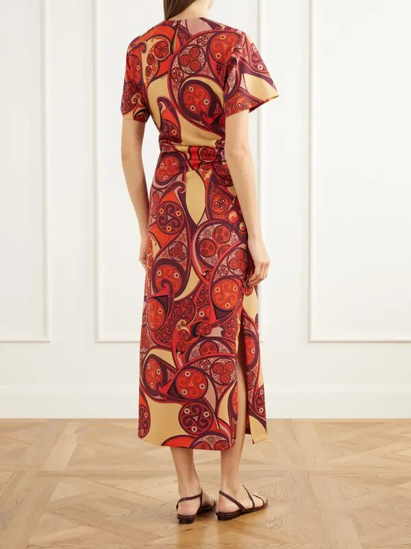 La DoubleJ Lela Printed Stretch Wool-blend Jersey Midi Dress