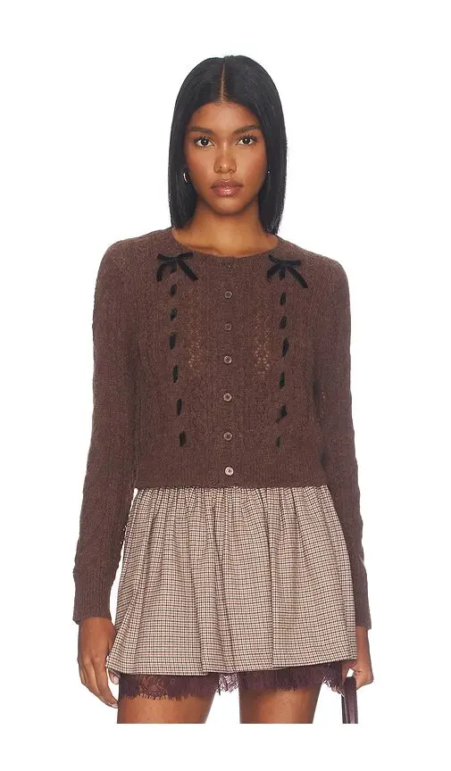 LoveShackFancy Dione Cardigan - Brown