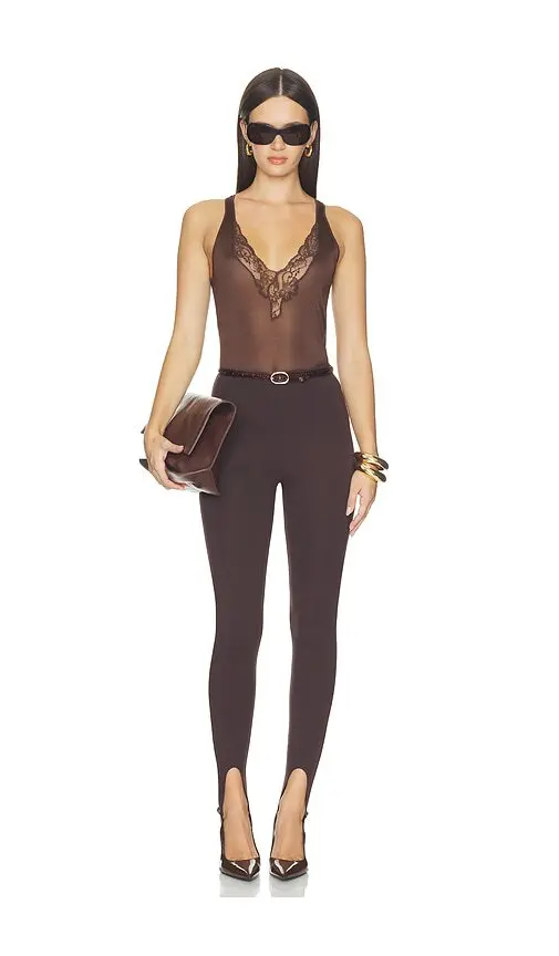Balmain V-neck Lace Viscose Knit Tank Top