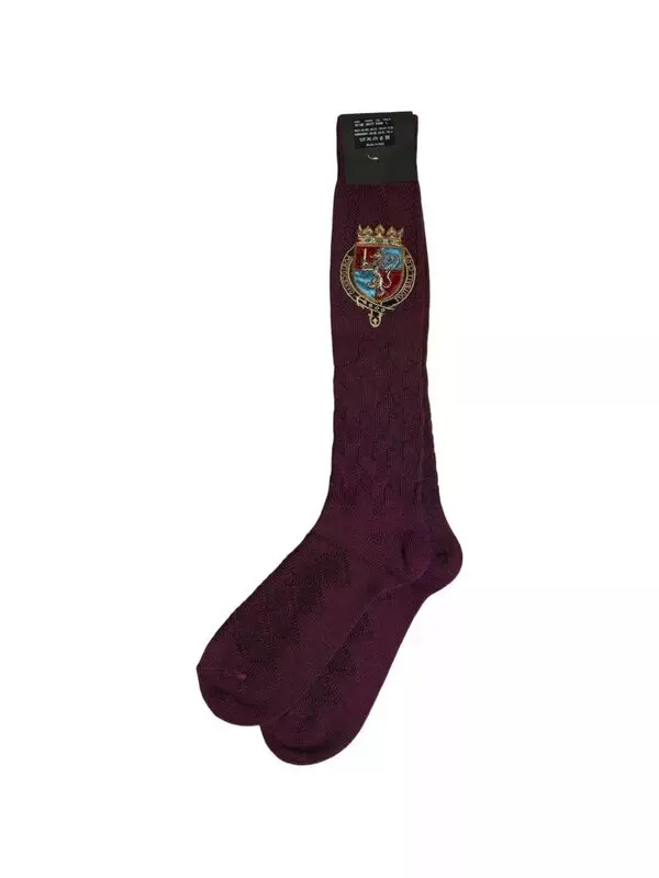 Dolce & Gabbana Crest-patch Cable-knit Socks