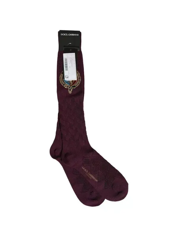 Dolce & Gabbana Crest-patch Cable-knit Socks